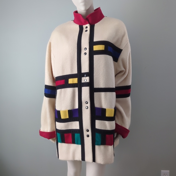 Vintage | Jackets & Coats | Vintage 8s Steve Evans Mondrian Rainbow ...
